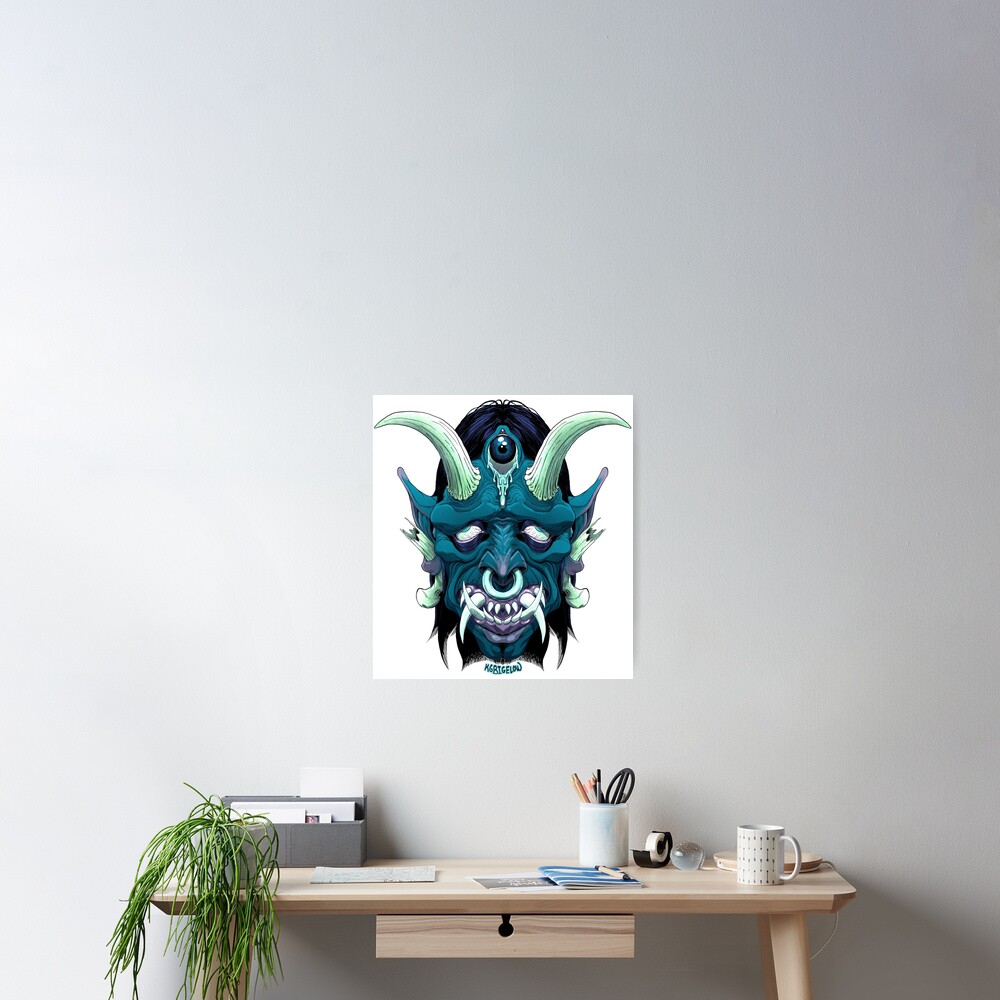 "Blue Oni" Poster by Kgbigelowart | Redbubble