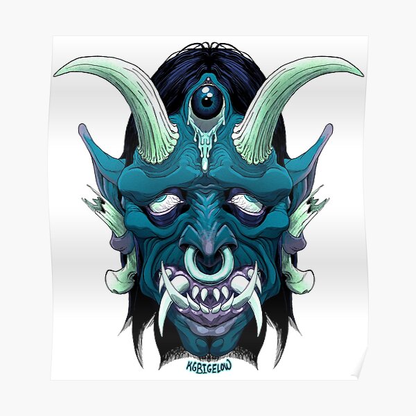 "Blue Oni" Poster by Kgbigelowart | Redbubble