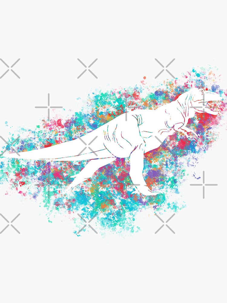 "Colorful T-Rex Dinosaur on the run" Sticker by eodesigns | Redbubble