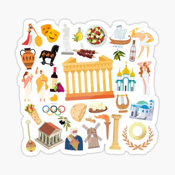 "Greece Travel Icons" Sticker for Sale by FancyPlanet | Redbubble