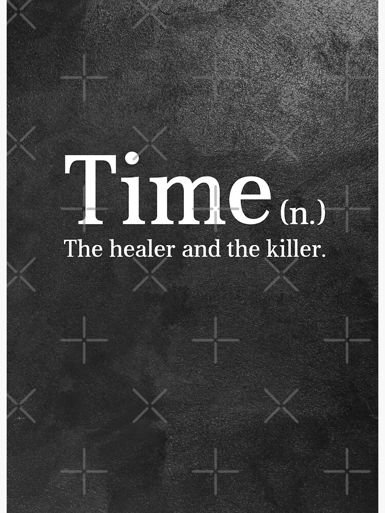 "Time Quote The Healer The Killer Dark Gray Clock Minimalistic" Sticker ...