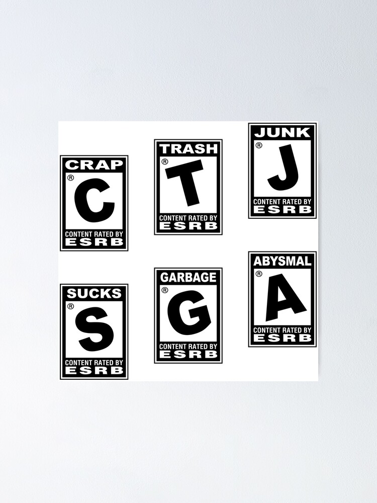"Extended ESRB Ratings" Poster for Sale by D1mon | Redbubble