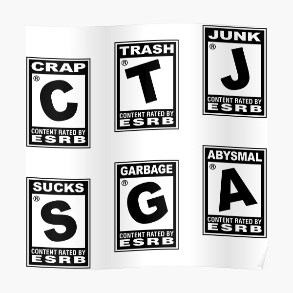"Extended ESRB Ratings" Poster for Sale by D1mon | Redbubble