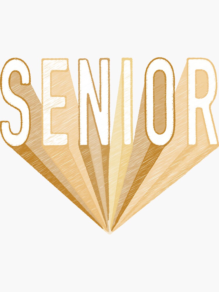 Pegatina «Dibujo a lápiz dorado Letras radiantes senior» de ...