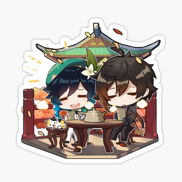 "Genshin Impact - Chibi Venti And Zhongli Archon - Official Artwork ...