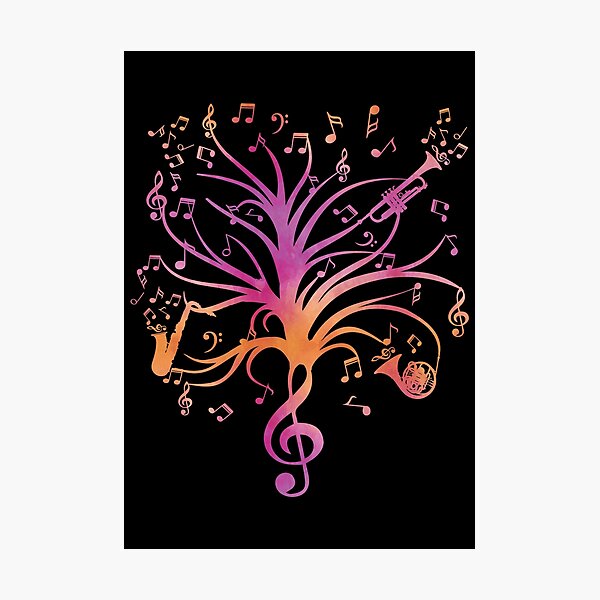 "Boho Tie dye Music Tree With A Treble Clef Trunk" Photographic Print ...