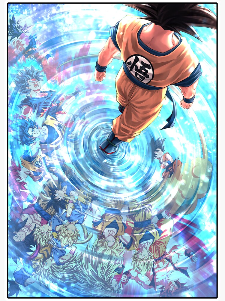 Pegatina «Goku parado sobre los hombros de gigantes» de FireBrandCo ...