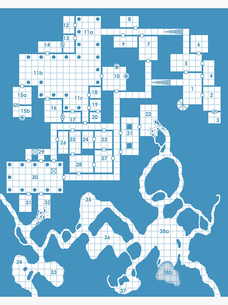 "Old School Blue Dungeon Map #2" Sticker for Sale by Paratime-Design ...