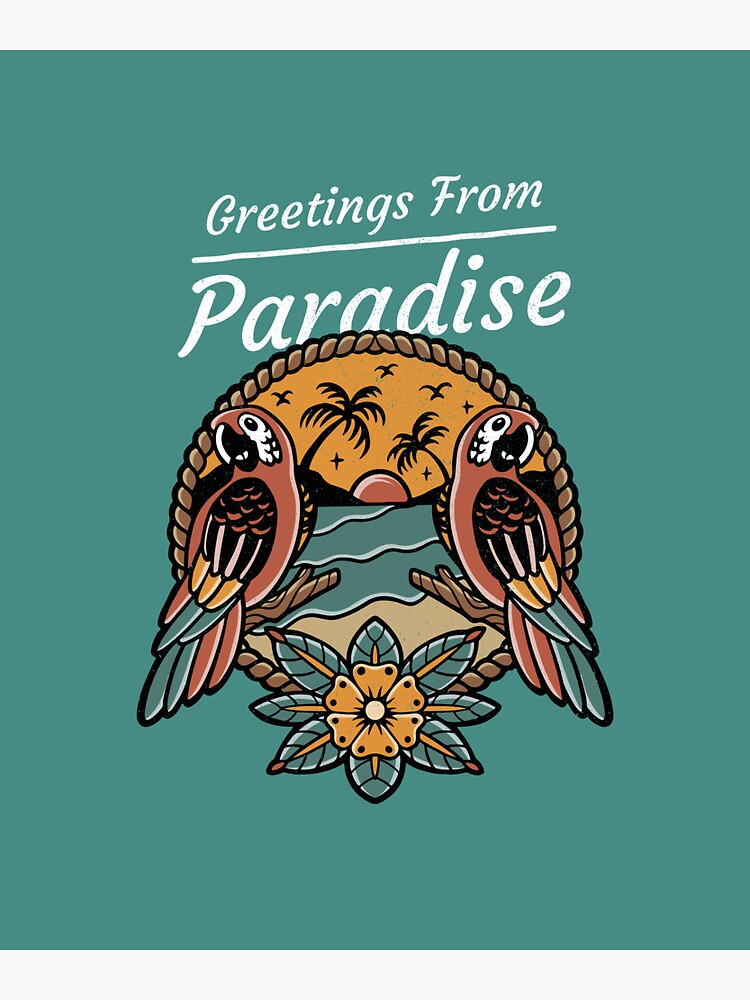 "Greetings From Paradise" Sticker by Thomac | Redbubble