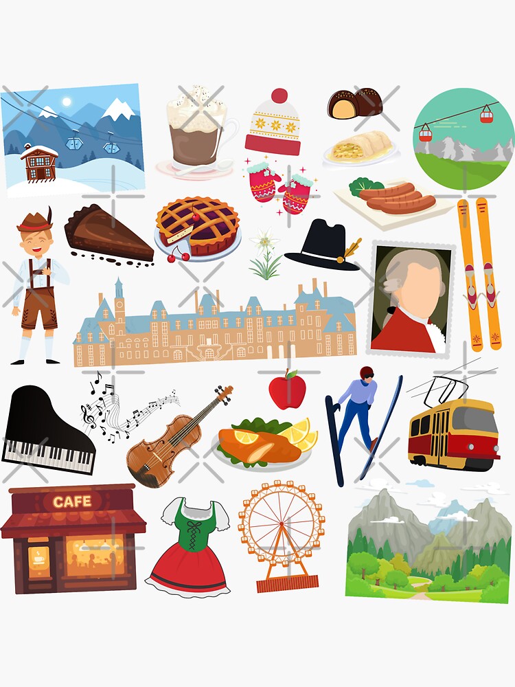 "Austria Travel Icons" Sticker for Sale by FancyPlanet | Redbubble