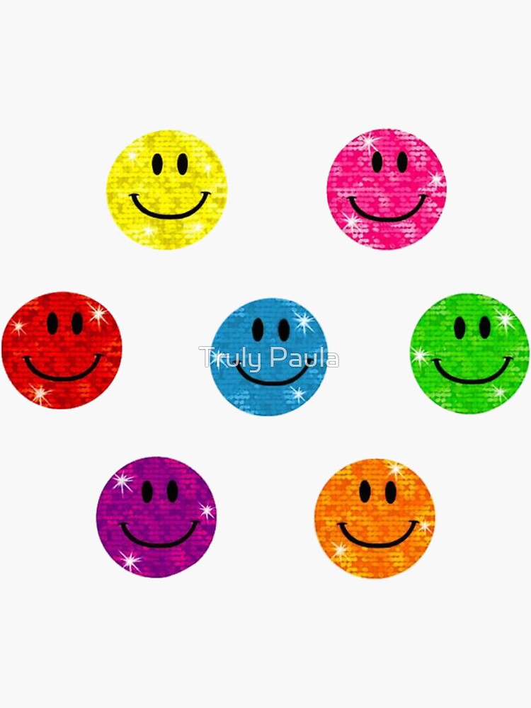 "Colorful smiley faces" Sticker for Sale by PinkPeacee | Redbubble