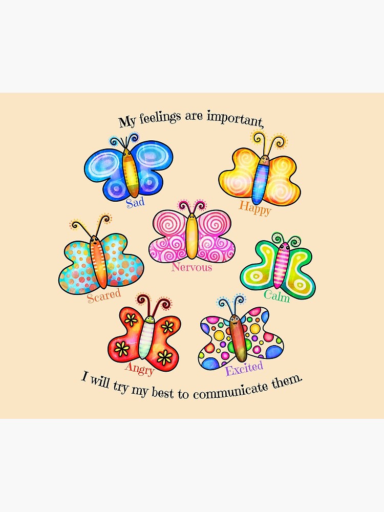 "Butterfly Feelings Chart for Children. My feelings are valid. Emotion ...