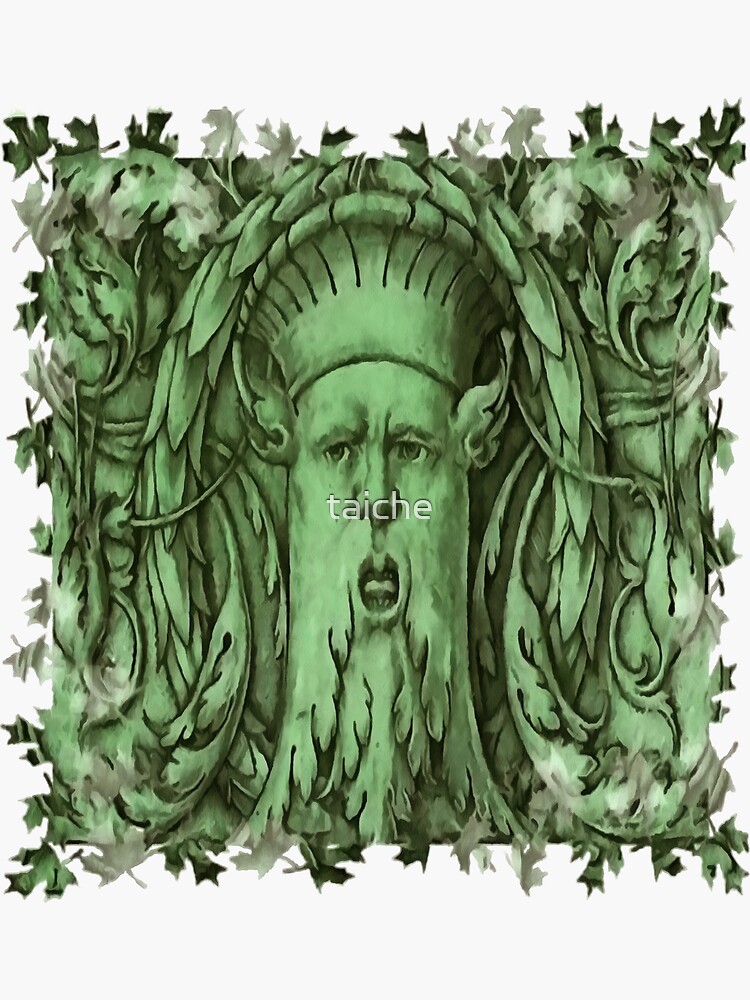 "The Green Man Pagan Foliate Head" Sticker for Sale by taiche | Redbubble