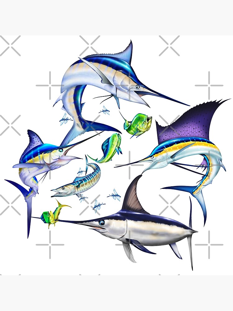 "Atlantic Billfish Mahi Mahi Wahoo and Flying Fish" Poster for Sale by ...
