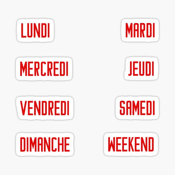 "French days of the week for your planner and journal in red, rouge ...