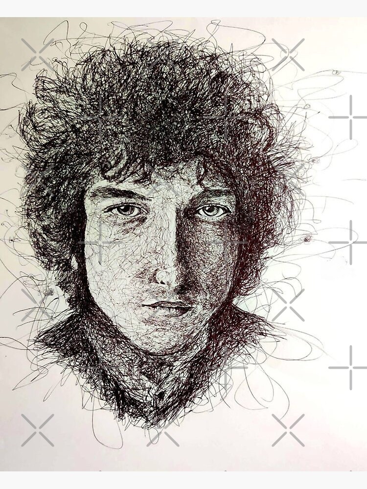 "Bob Dylan Portrait Drawing" Poster for Sale by madkeenoff | Redbubble