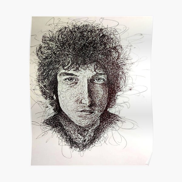 "Bob Dylan Portrait Drawing" Poster for Sale by madkeenoff | Redbubble