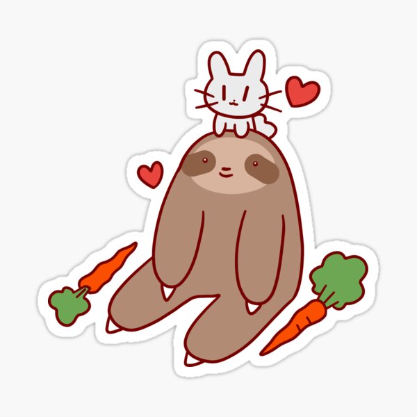 "Sloth Loves Bunny" Sticker by SaradaBoru | Redbubble