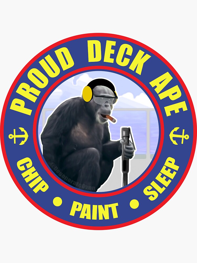 "Proud Deck Ape" Sticker for Sale by DegenerateOven | Redbubble