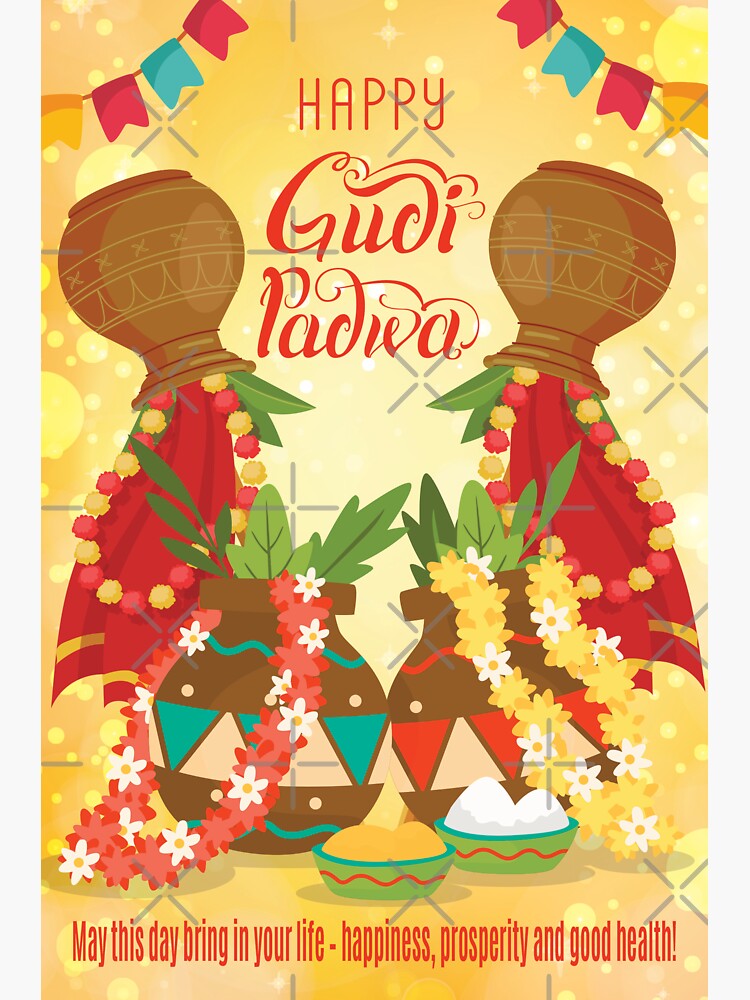 "Happy Gudi Padwa" Sticker for Sale by DesiBoli | Redbubble