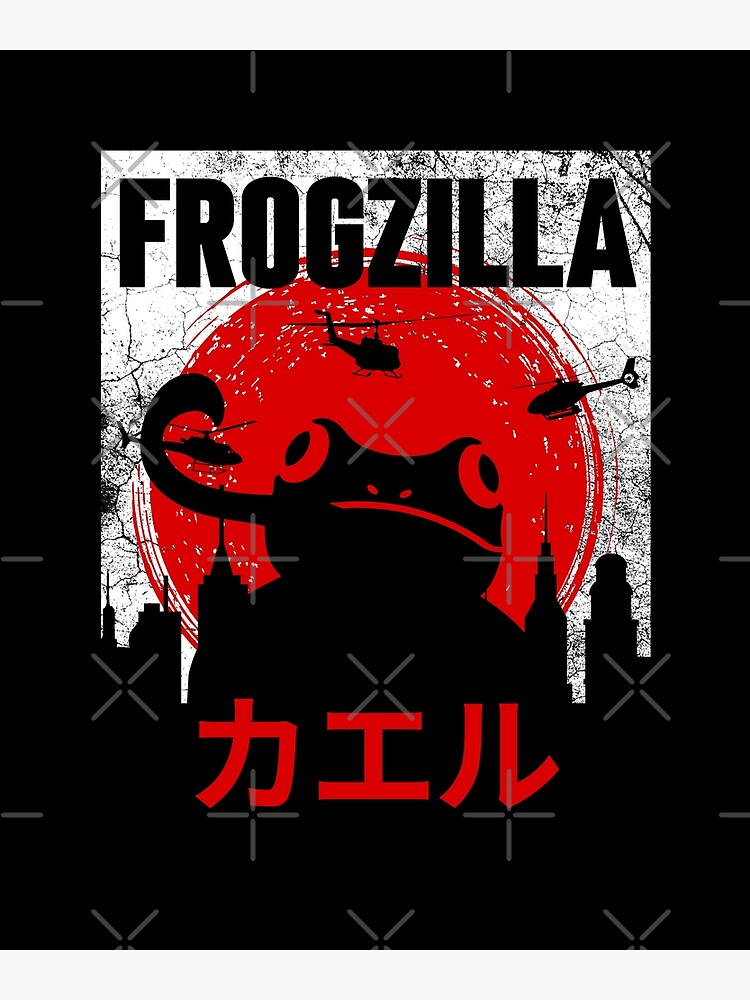 "Frogzilla Japanese Vintage Sunset Style Frog Lover" Poster by ...