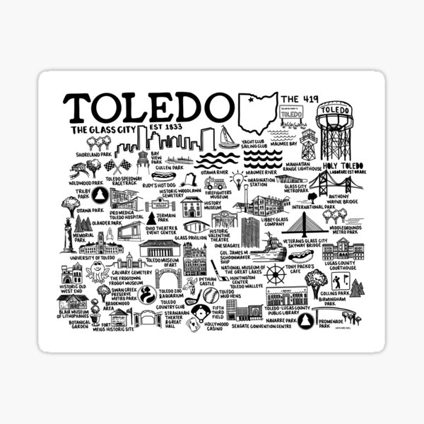 "Toledo Ohio Map " Sticker for Sale by fiberandgloss | Redbubble