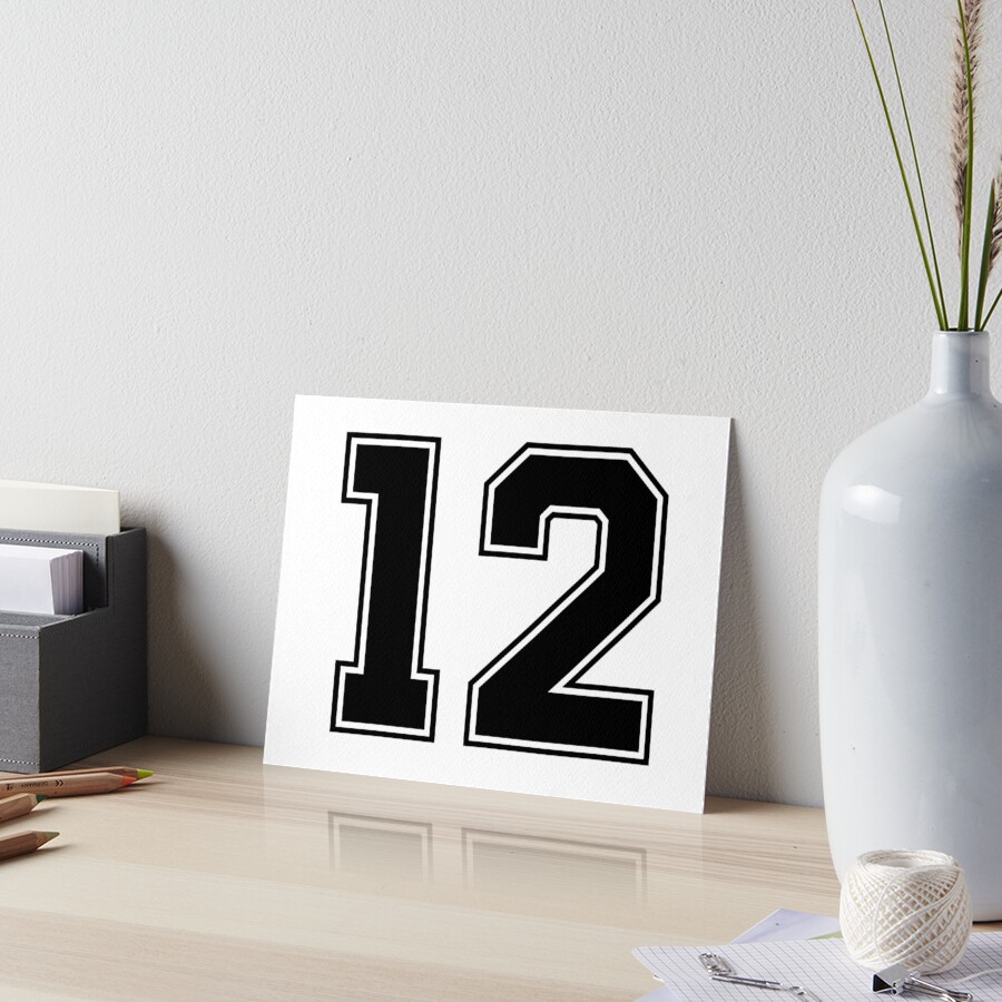 "12 American Football Classic Vintage Sport Jersey Number in black ...