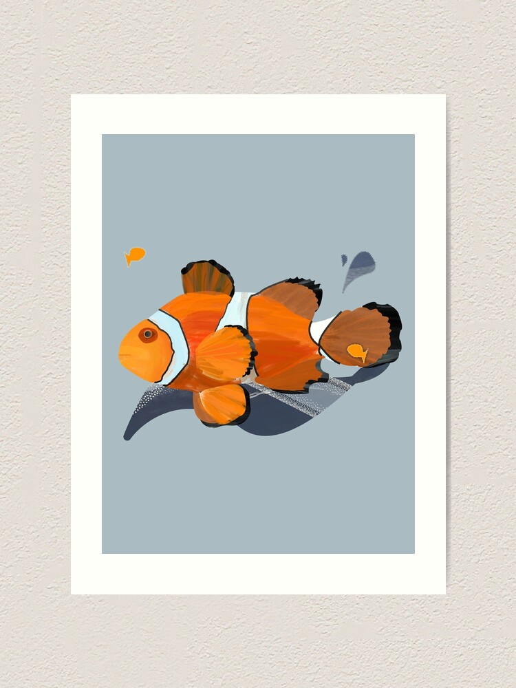 Lámina artística «Pez payaso realista / ilustración acuarela de paisaje ...