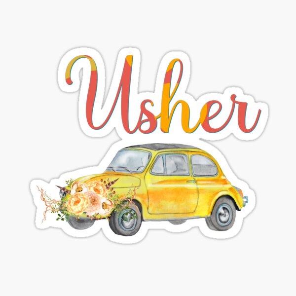 "Usher Classic Car Flower Bouquet" Sticker by HeartWeddings | Redbubble