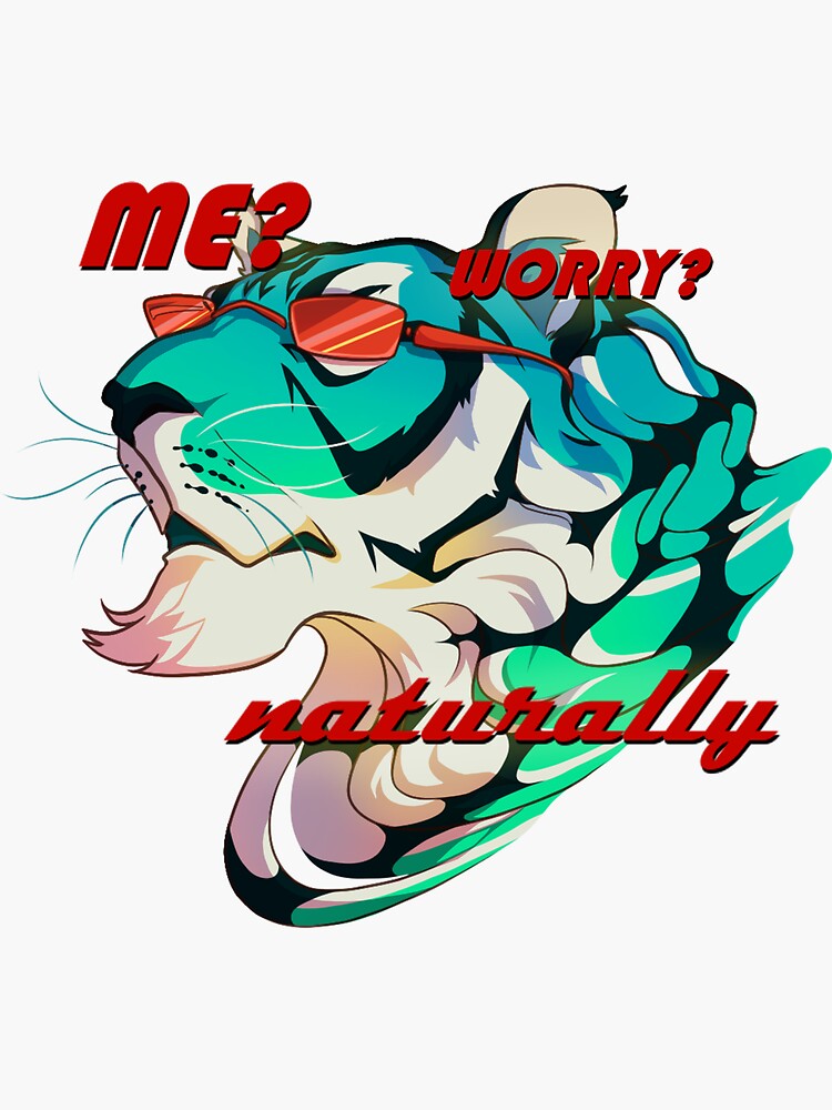 "Seafoam Worry Tiger" Sticker for Sale by Raphaelion | Redbubble