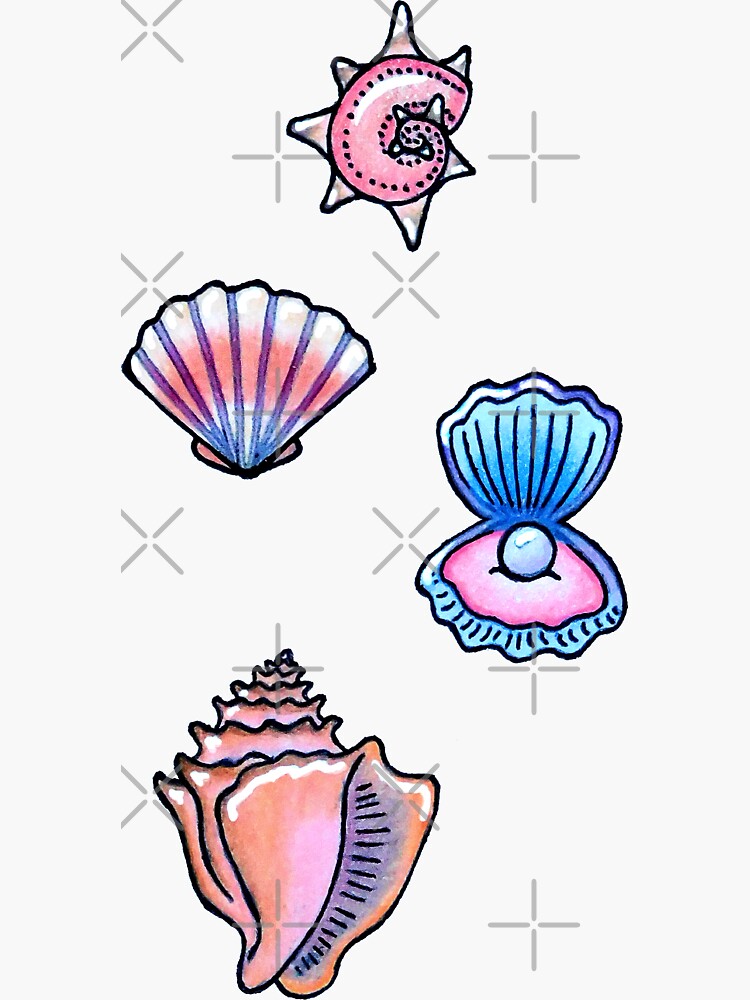 "Cute Pink Seashells 1" Sticker for Sale by maluminous97 | Redbubble