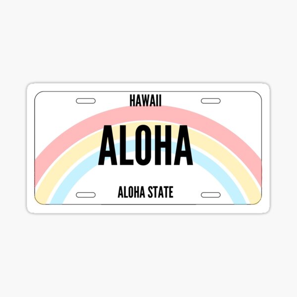 "Hawaii aloha license plate" Sticker for Sale by parkersdesignss ...