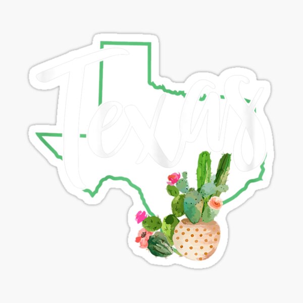 "Womens Texas State Map Pride Cactus Vintage Texas T-Shirt" Sticker for ...