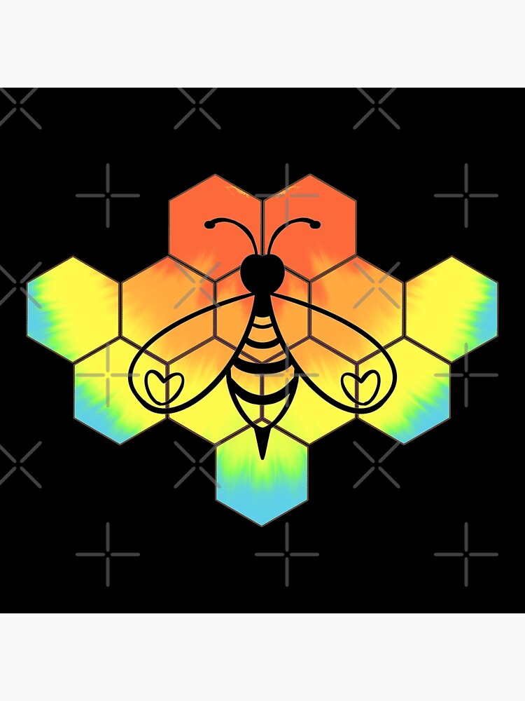 "Another Rainbow Bee (Black Outline)" Art Print by blurryspirits ...