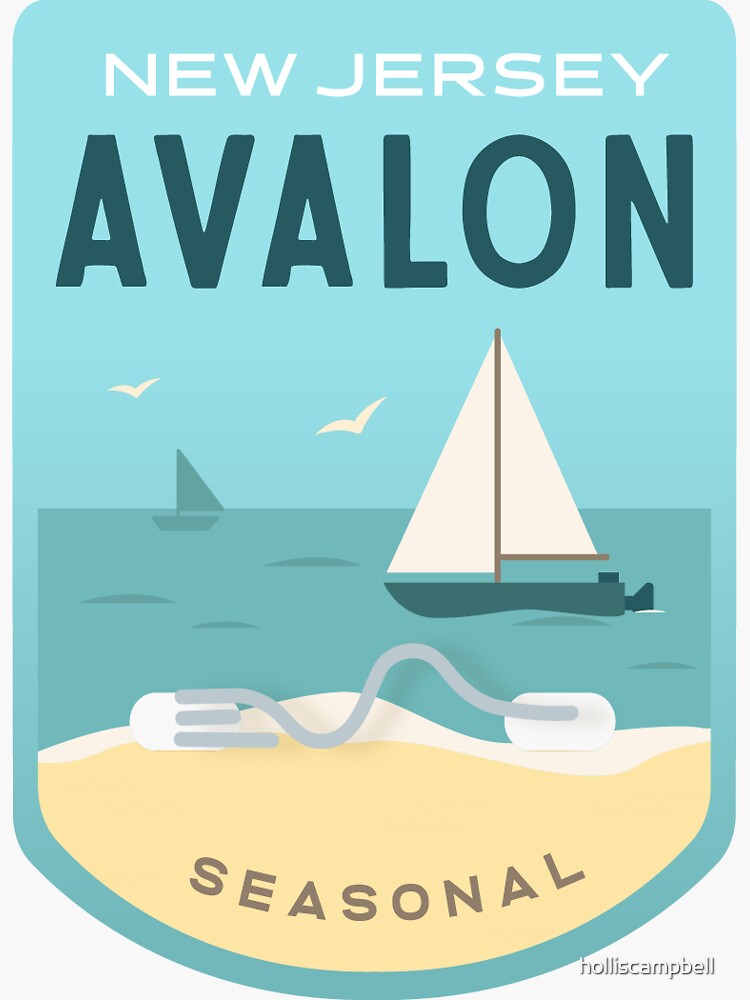 "Avalon New Jersey Beach Tag" Sticker by holliscampbell | Redbubble
