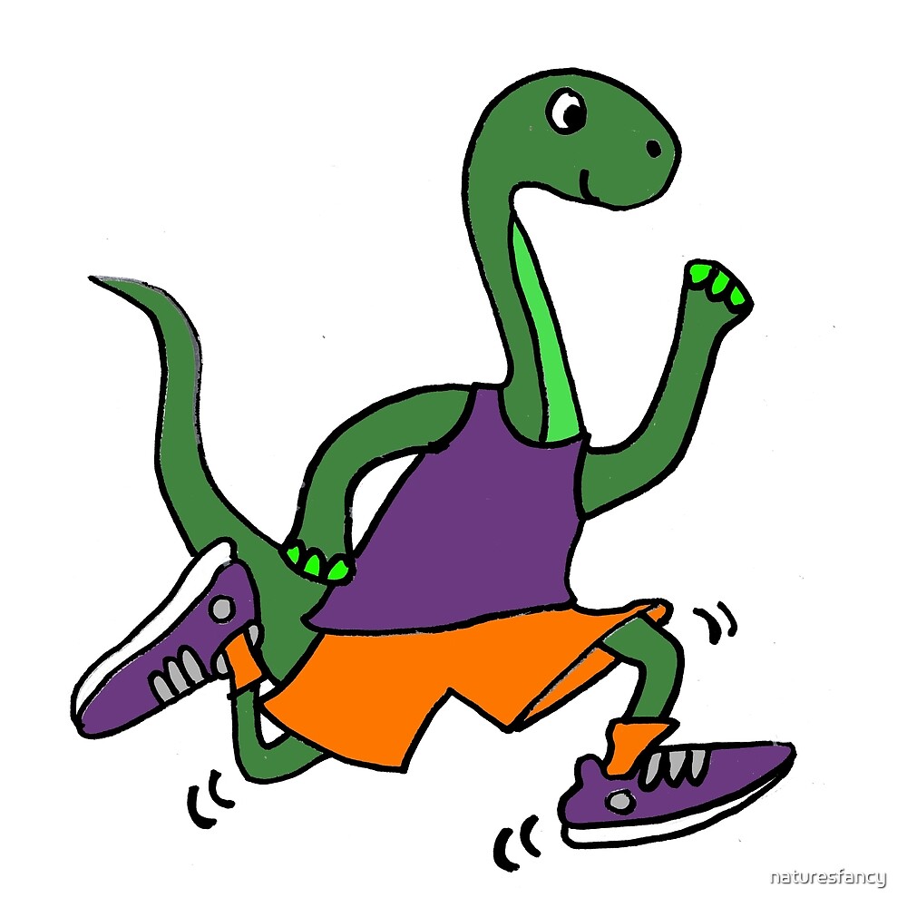 "Cool Funny Jogging Dinosaur" by naturesfancy | Redbubble