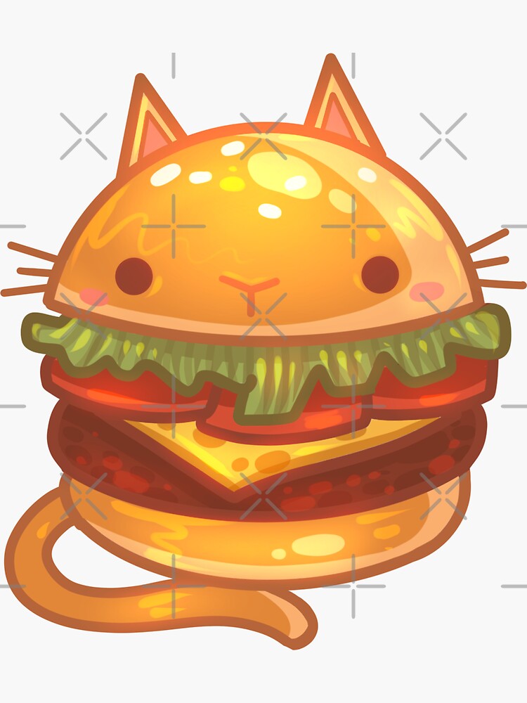 "Cute Cat Burger" Sticker for Sale by GalaxyChicken | Redbubble