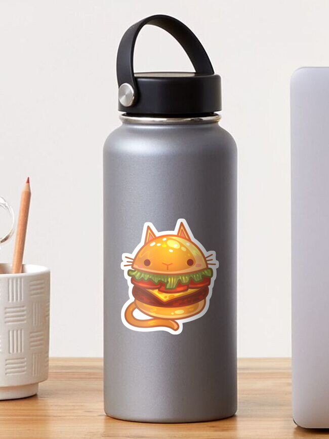 "Cute Cat Burger" Sticker for Sale by GalaxyChicken | Redbubble