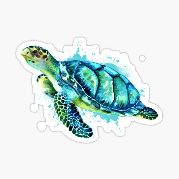 "Watercolor Sea Turtle Blue Sea Turtle" Sticker for Sale by ...