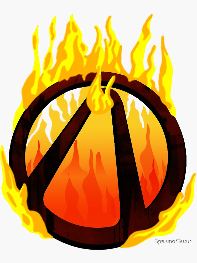 "Borderlands logo fire" Sticker for Sale by SpawnofSutur | Redbubble