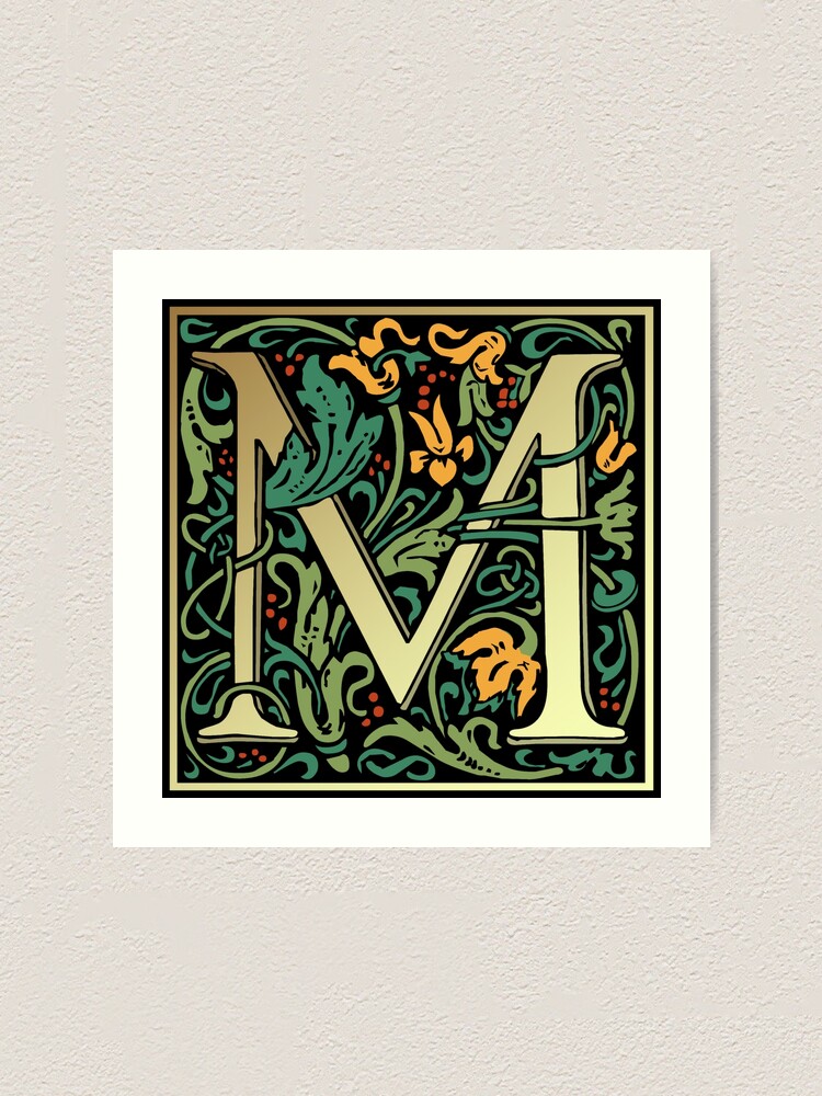 "Illuminated Lettering William Morris Black Letter M" Art Print by ...