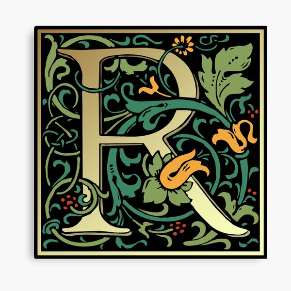 "Illuminated Lettering William Morris Black Letter R" Canvas Print for ...