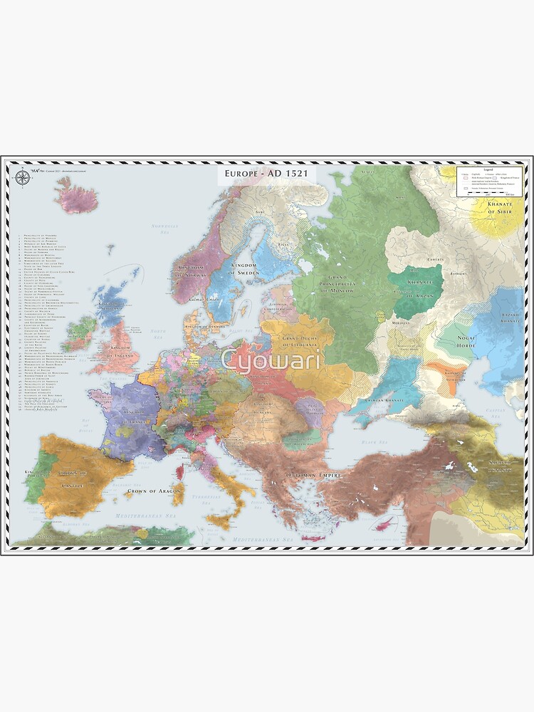 "Europe (Detailed) AD 1521" Art Print for Sale by Cyowari | Redbubble