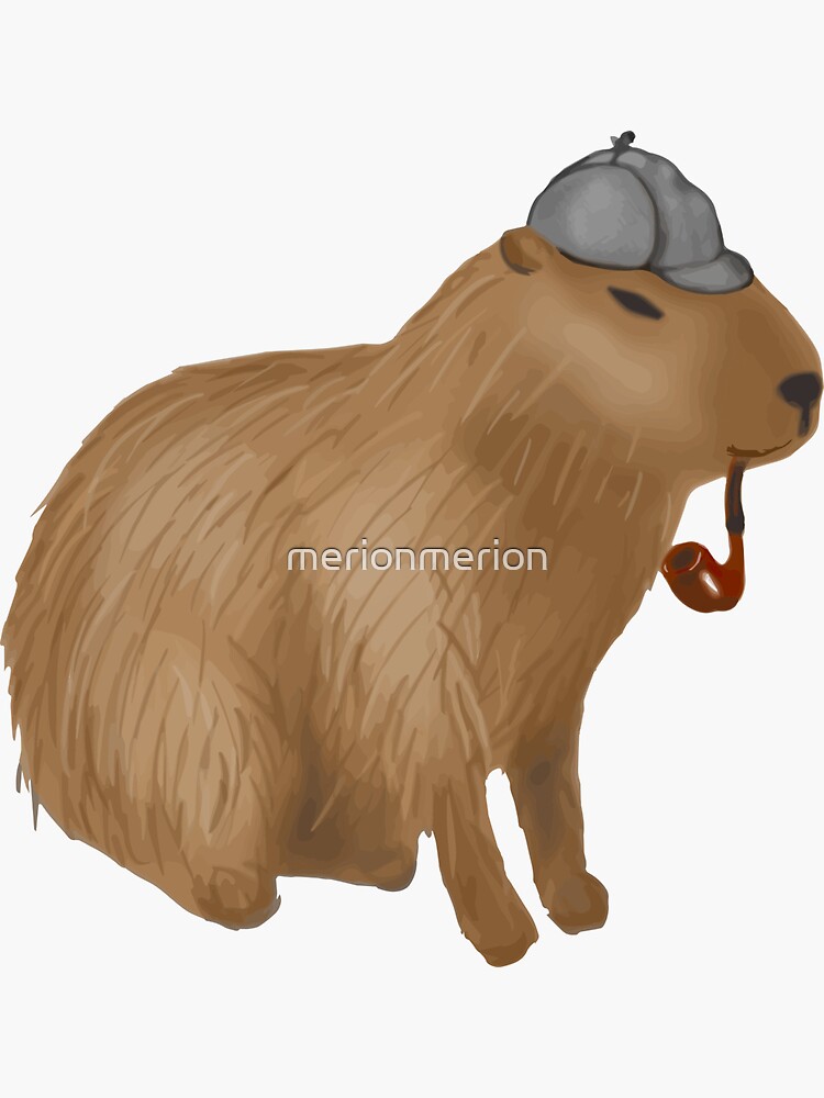 "Sherlock capybara" Sticker for Sale by merionmerion | Redbubble