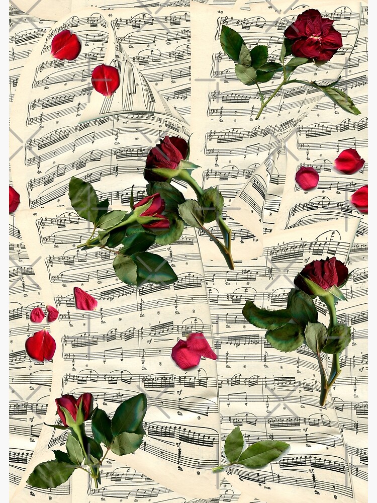 "Music Notes Roses Photography Pattern" Poster by ARTmosphera | Redbubble
