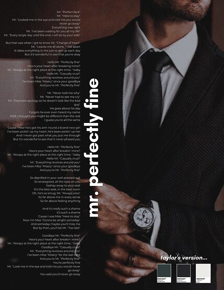 "Mr. Perfectly Fine (Taylor's Version) Taylor Swift Poster - Fearless ...
