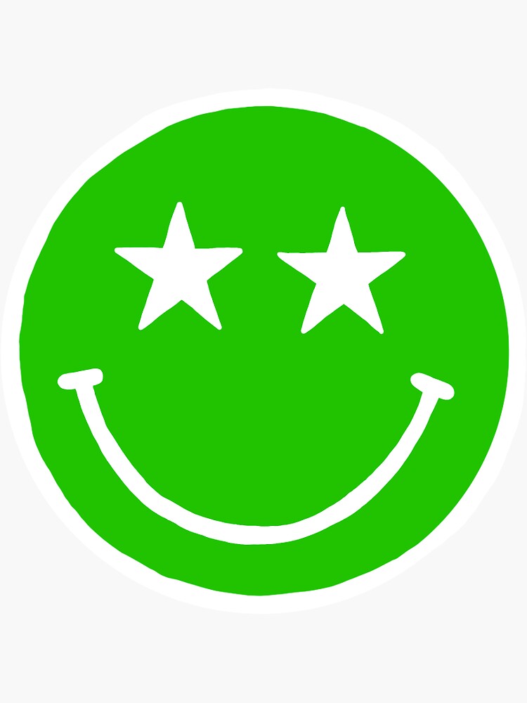 "Green star smile face" Sticker by VSCO-VSCO | Redbubble