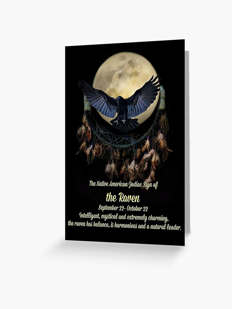 "Native American Zodiac Sign of the Raven" Greeting Card for Sale by ...