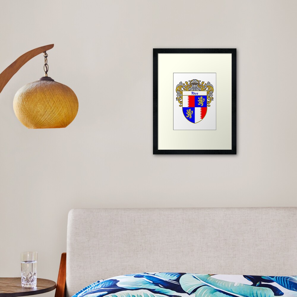 "Rice Coat of Arms / Rice Family Crest" Framed Art Print by IrishArms ...
