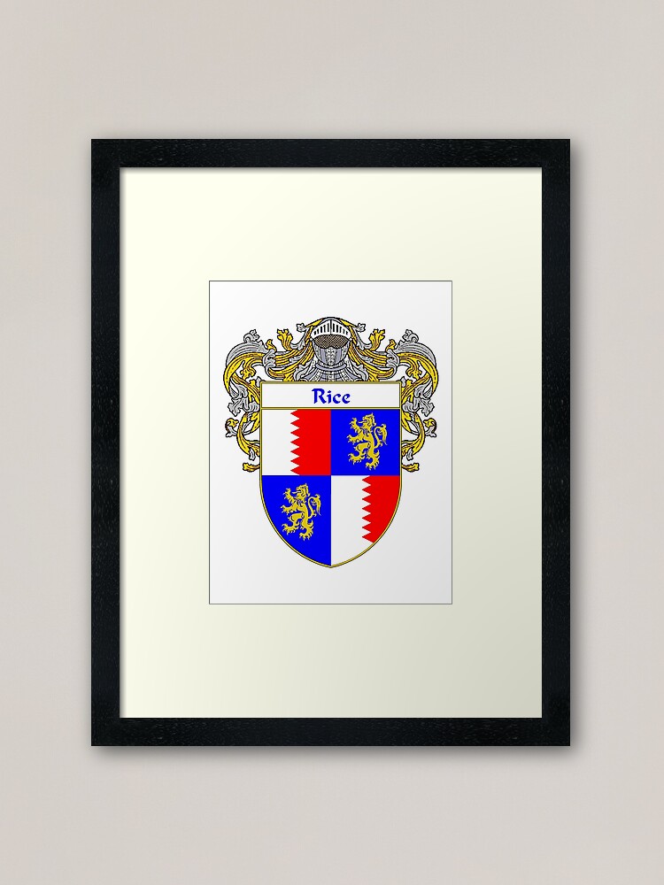 "Rice Coat of Arms / Rice Family Crest" Framed Art Print by IrishArms ...